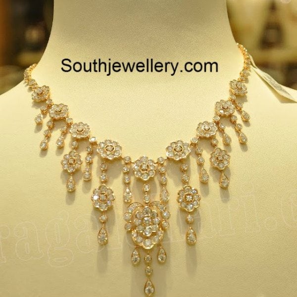 Chakri Uncut Diamond Necklace and Jhumkas - Indian Jewellery Designs