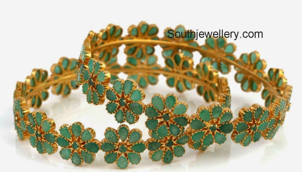 Floral Gold Bangles - Indian Jewellery Designs