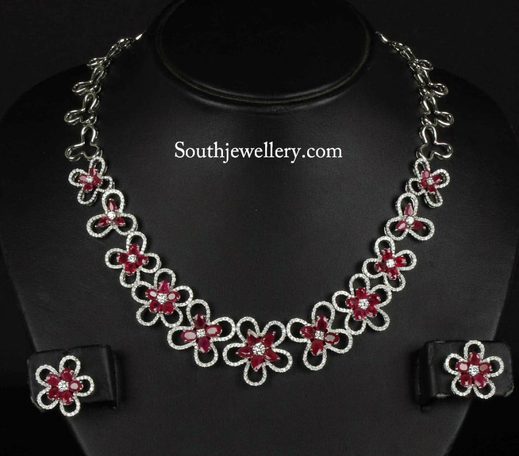 Floral Diamond Necklace - Indian Jewellery Designs