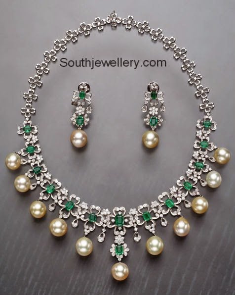 Diamond Emerald Necklace - Indian Jewellery Designs Diamond Emerald Necklace - Indian Jewellery Designs