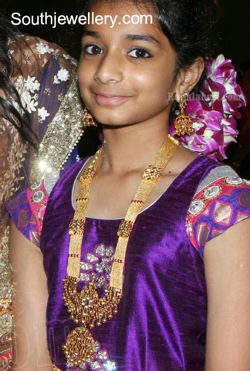 Gold Long Haram and Vaddanam - Indian Jewellery Designs