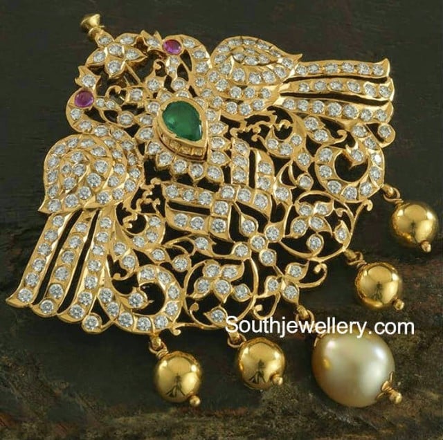 Peacock Diamond Pendant - Indian Jewellery Designs