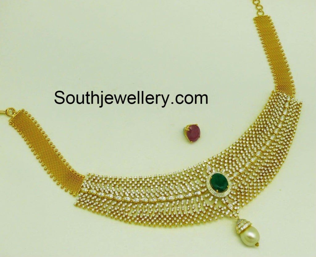 Diamond Choker with Changeable Stones - Indian Jewellery Designs