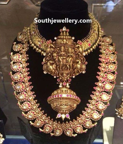 Antique Necklace with Heavy Divine Pendant - Indian Jewellery Designs