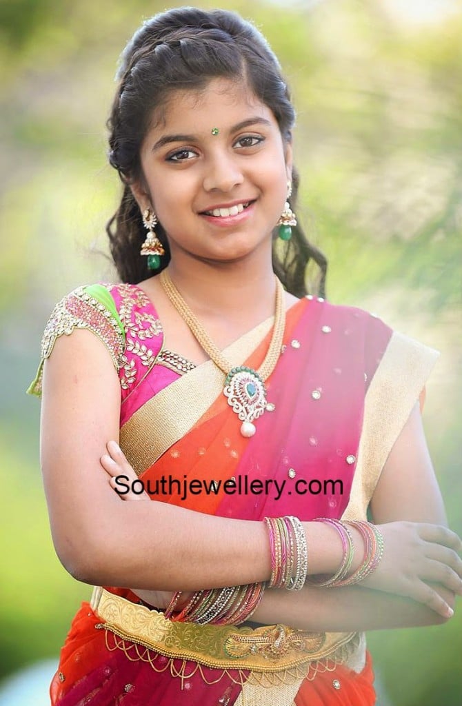 Roja Daughter In Diamond Necklace And Jhumkas Indian Jewellery Designs