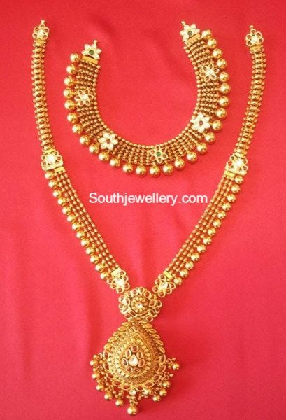 Antique Necklace and Long Chain Set - Indian Jewellery Designs