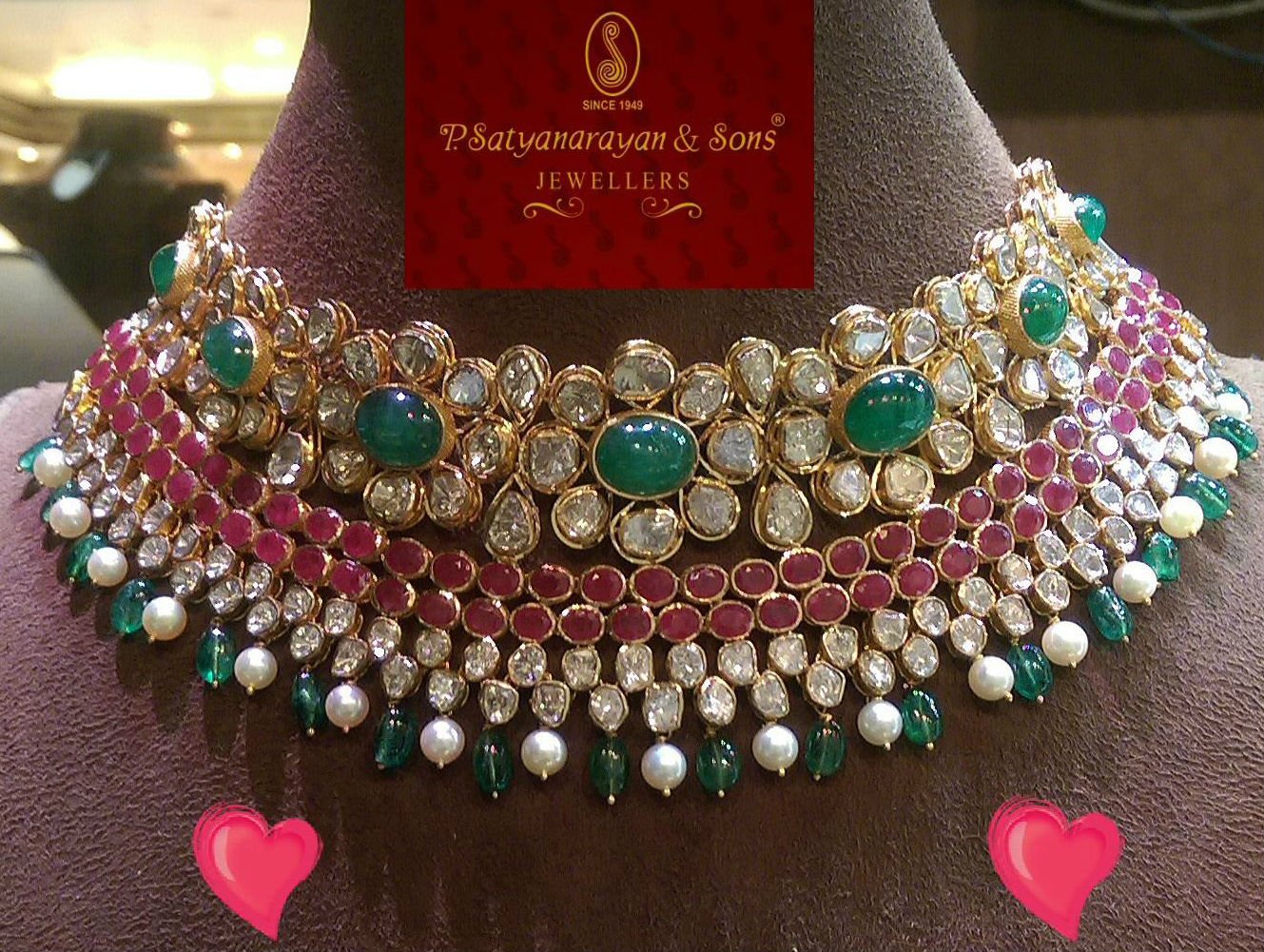 Ruby Emerald Polki Choker - Indian Jewellery Designs Ruby Emerald Polki Choker - Indian Jewellery Designs