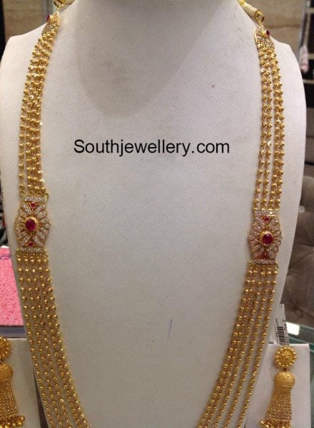 85 Grams Chandraharam with Side Pendants - Indian Jewellery Designs
