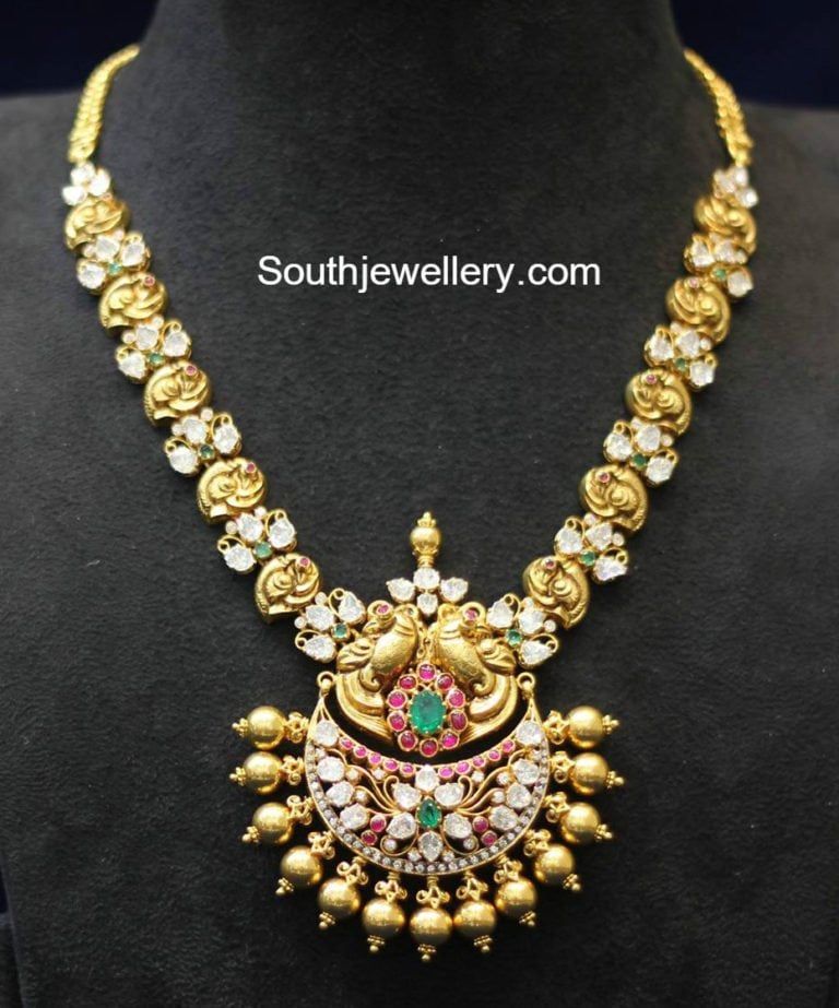 Peacock Flat Diamond Necklace - Indian Jewellery Designs
