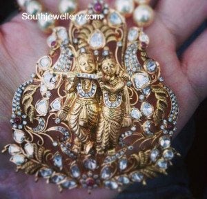 Antique Radha Krishna Pendant - Indian Jewellery Designs