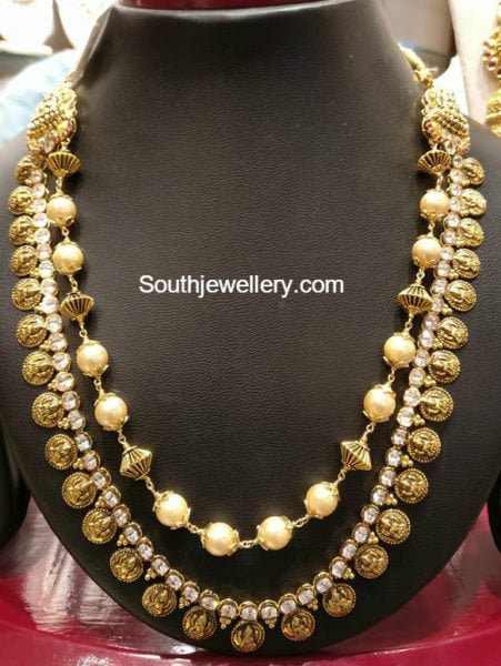 Antique Gold Lakshmi Kasu Haram - Indian Jewellery Designs
