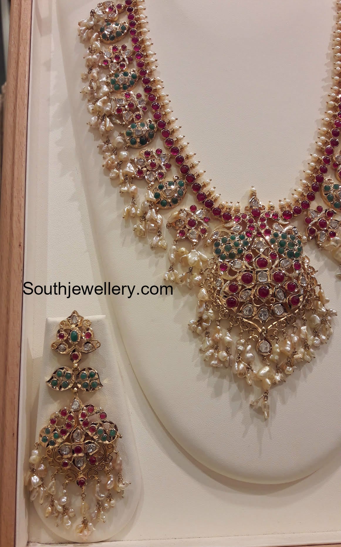 Ruby Emerald Guttapusalu Haram - Indian Jewellery Designs