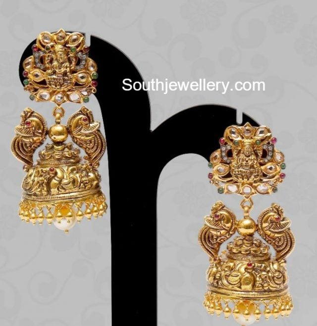 Lakshmi Peacock Nakshi Jhumkas - Indian Jewellery Designs Lakshmi Peacock Nakshi Jhumkas - Indian Jewellery Designs