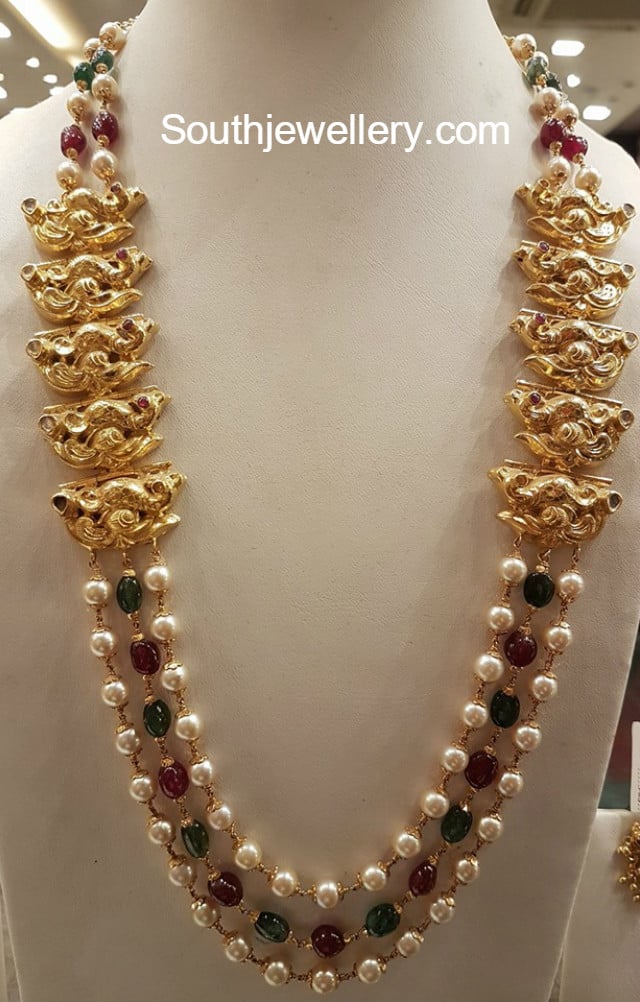 Peacock South Sea Pearls Mala - Indian Jewellery Designs