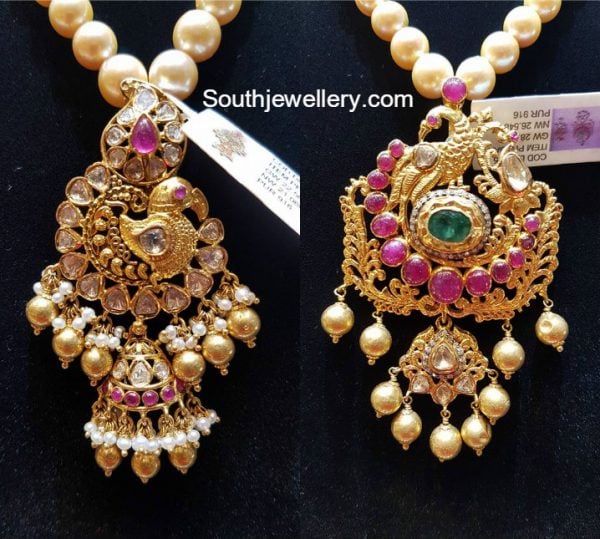 22 Carat Gold Peacock Pendant - Indian Jewellery Designs