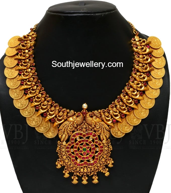 Antique Peacock Kasu Necklace - Indian Jewellery Designs