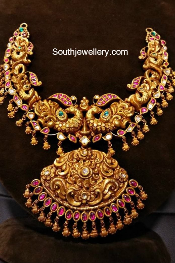 Antique Gold Peacock Necklace Indian Jewellery Designs