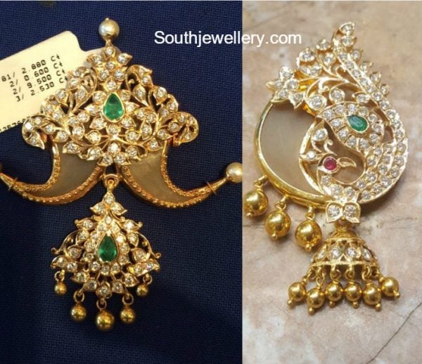 Diamond Puligoru Pendants - Indian Jewellery Designs