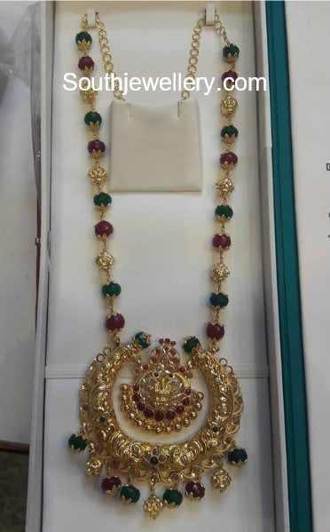 Antique Gold Mala with Chandbali Pendant - Indian Jewellery Designs