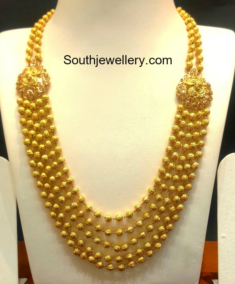 Nakshi Balls Mala with Uncut Side Pendants - Indian Jewellery Designs