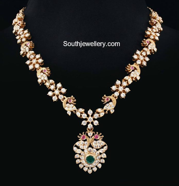 Peacock Diamond Necklace - Indian Jewellery Designs