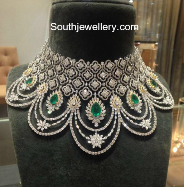 Diamond Emerald Choker - Indian Jewellery Designs
