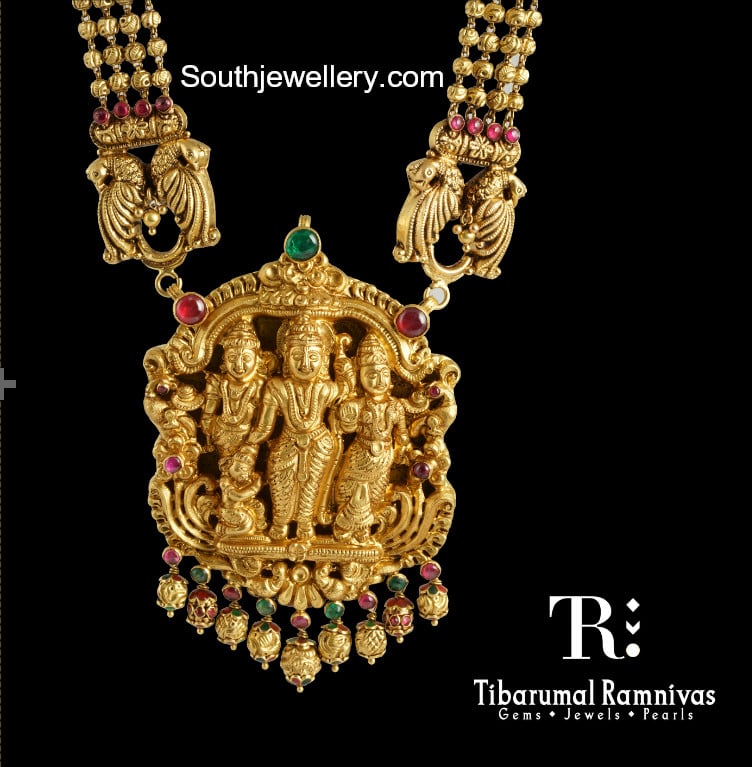 Nakshi Balls Mala with Ram Parivar Pendant - Indian Jewellery Designs