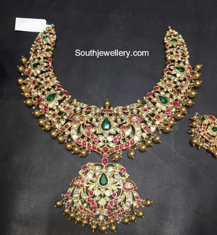 Uncut Diamond Peacock Necklace - Indian Jewellery Designs