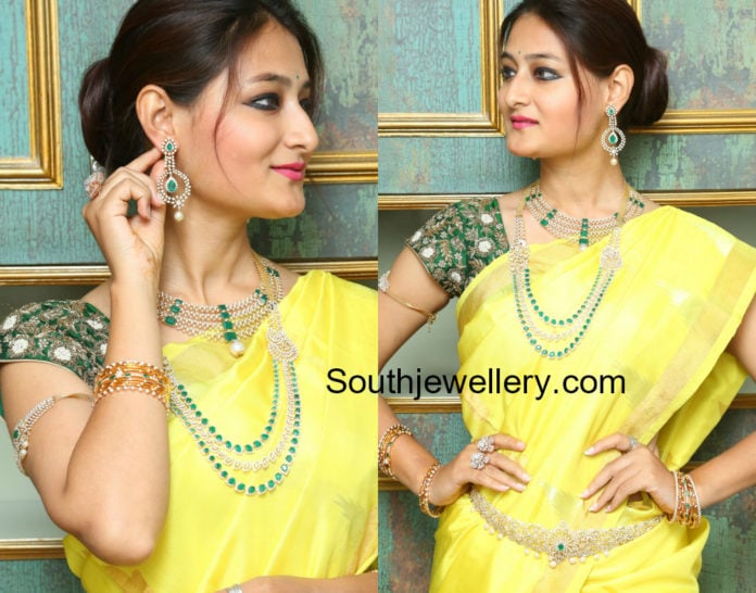 Diamond Emerald Jewellery Set by Hiya - Indian Jewellery Designs