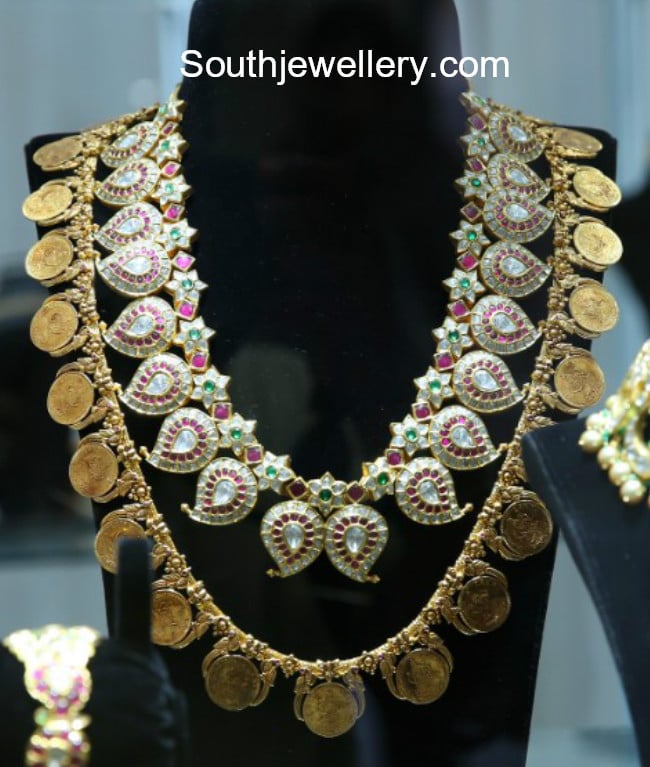 Polki Diamond Mango Mala and Kasu Haram - Indian Jewellery Designs