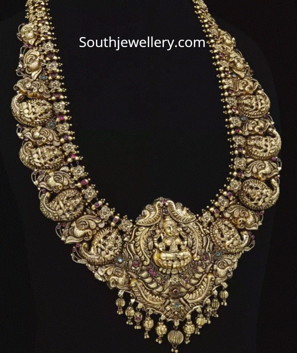Antique Gold Lakshmi Haram - Indian Jewellery Designs