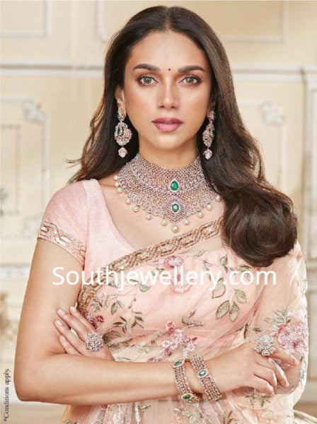 Diamond emerald necklace set by GRT Jewellers - Indian Jewellery Designs