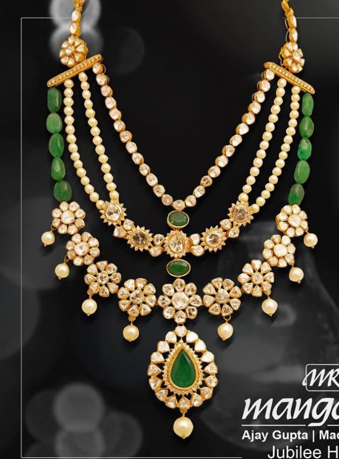 Uncut diamond step necklace - Indian Jewellery Designs