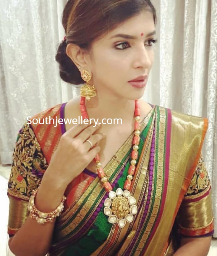 Lakshmi Manchu in a coral beads necklace - Indian Jewellery Designs Lakshmi Manchu in a coral beads necklace - Indian Jewellery Designs