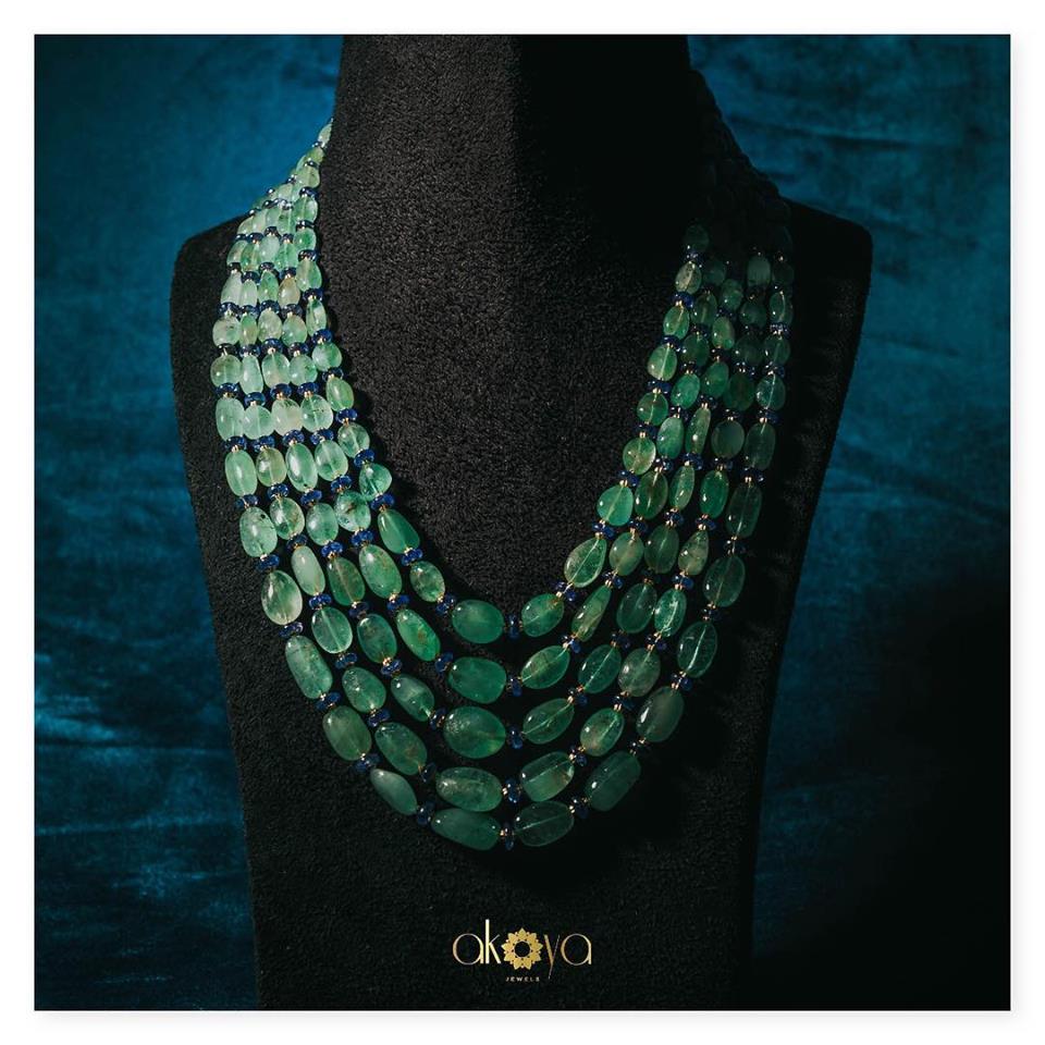Emerald Beads Mala - Indian Jewellery Designs