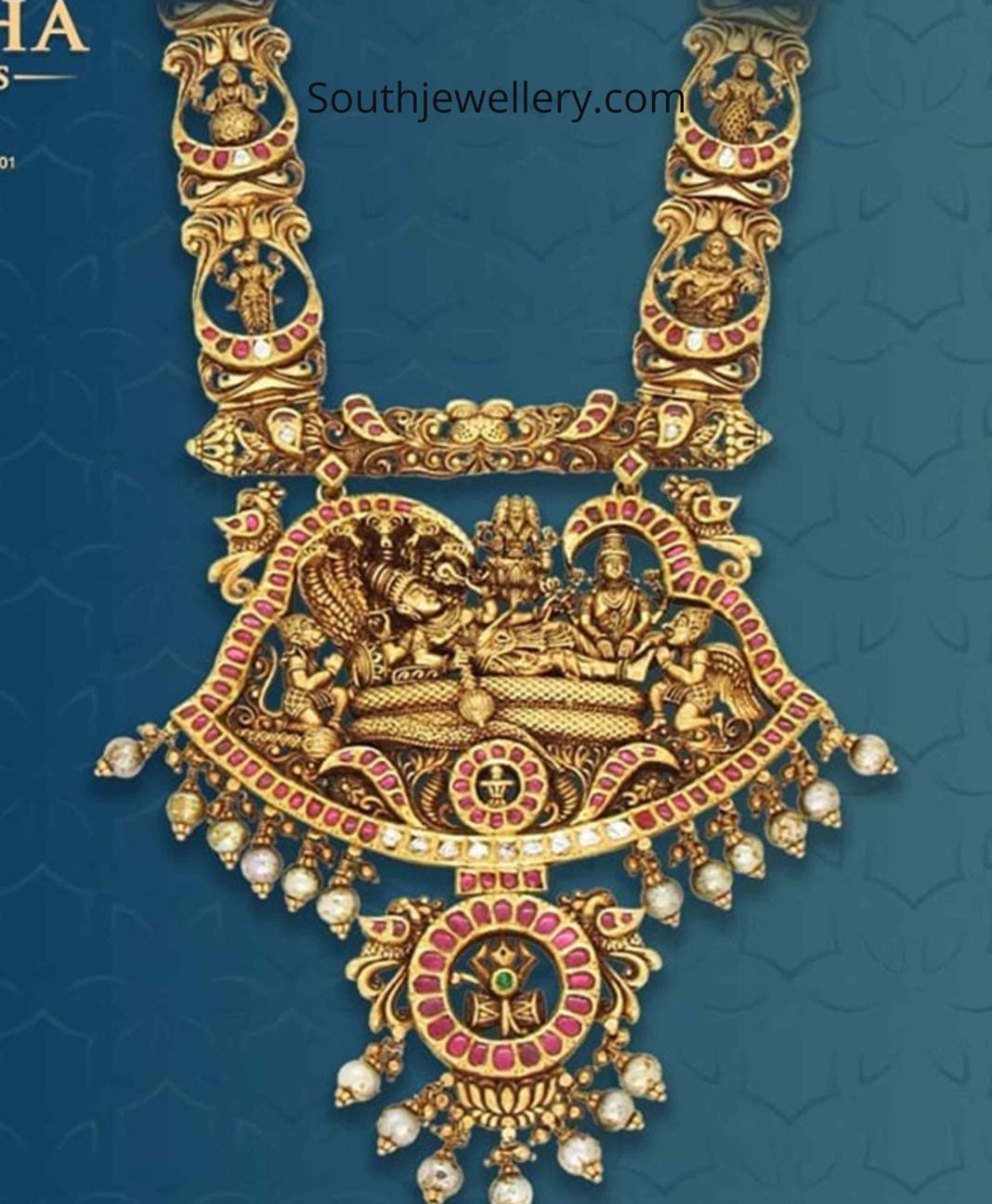 Latest temple jewellery necklace collection by Kalasha Fine jewels