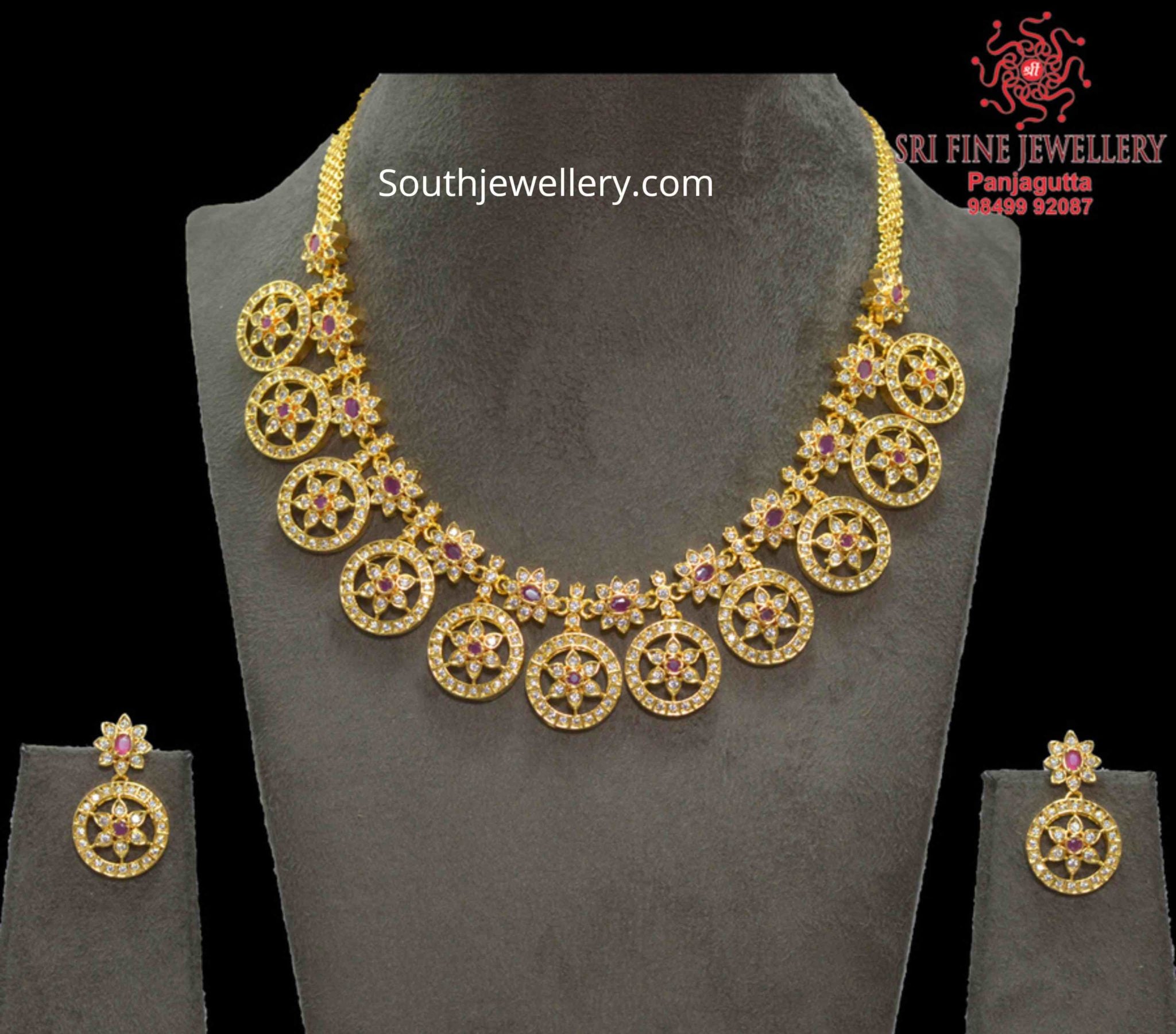1 Gram gold pachi work necklace sets - Indian Jewellery Designs