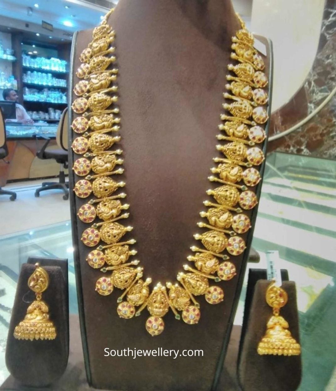 Lakshmi peacock bottu haram - Indian Jewellery Designs