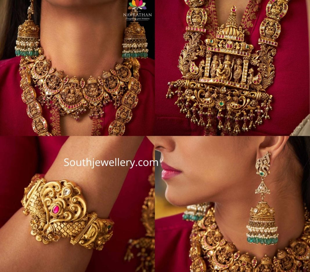 Antique gold bridal temple jewellery set - Indian Jewellery Designs