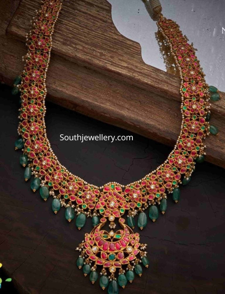 Floral ruby haram - Indian Jewellery Designs
