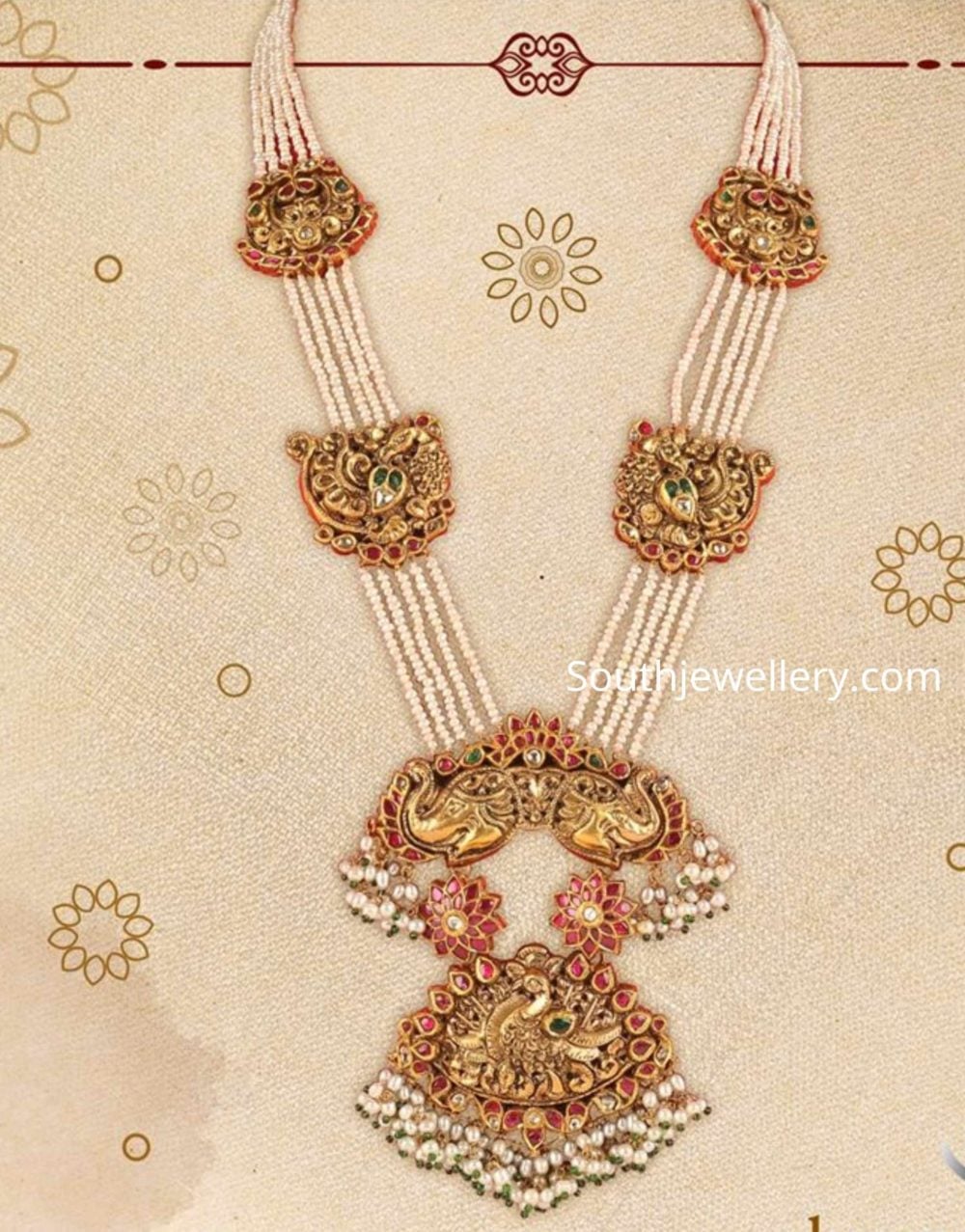 Pearl haram with antique gold pendant - Indian Jewellery Designs