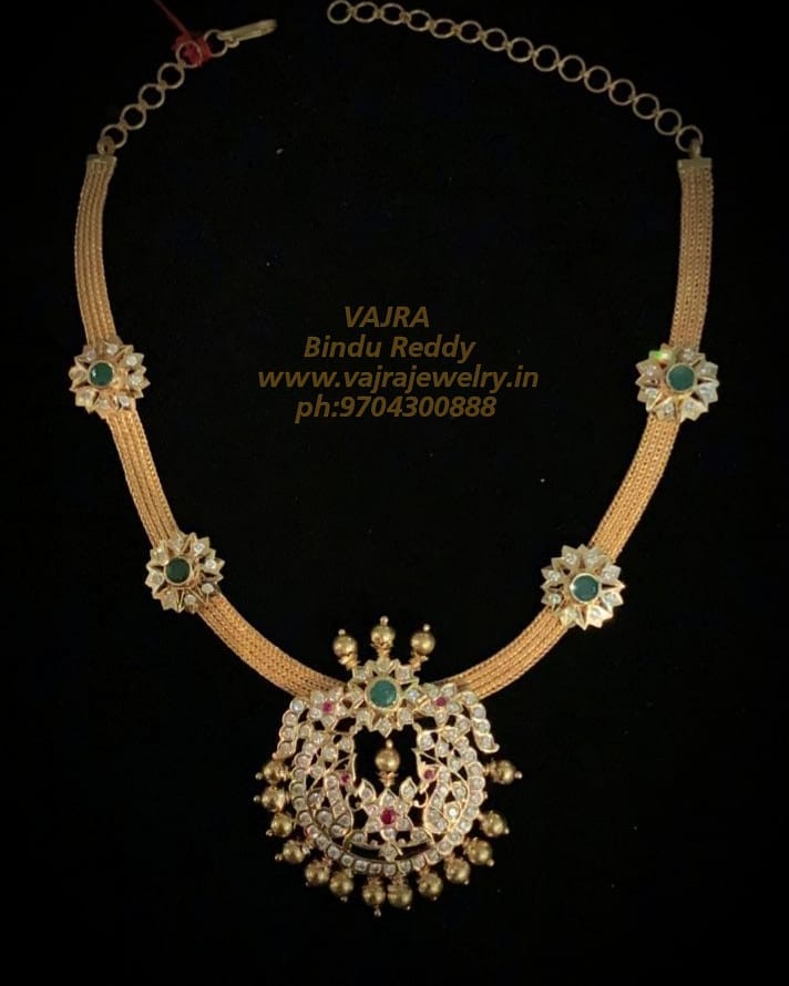 Gold chain with closed setting diamond pendant - Indian Jewellery Designs