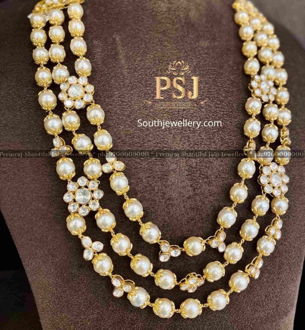 Three row south sea pearl mala - Indian Jewellery Designs