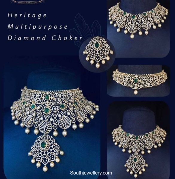Multi-way 5 in 1 diamond choker - Indian Jewellery Designs
