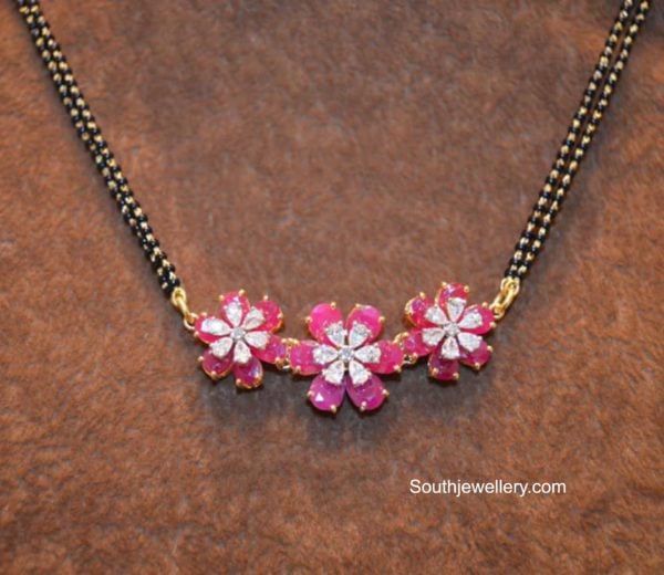 Nallapusalu chains with simple pendants - Indian Jewellery Designs