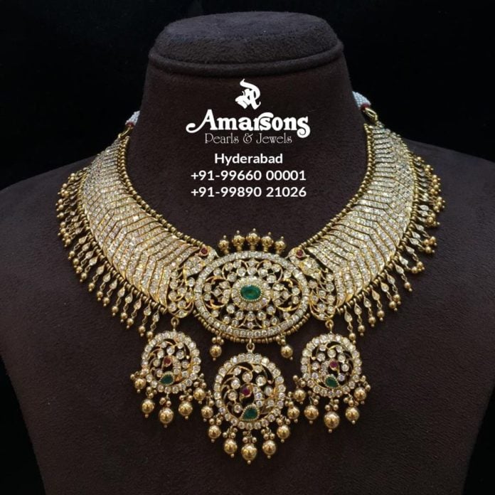 Closed setting traditional diamond necklace - Indian Jewellery Designs