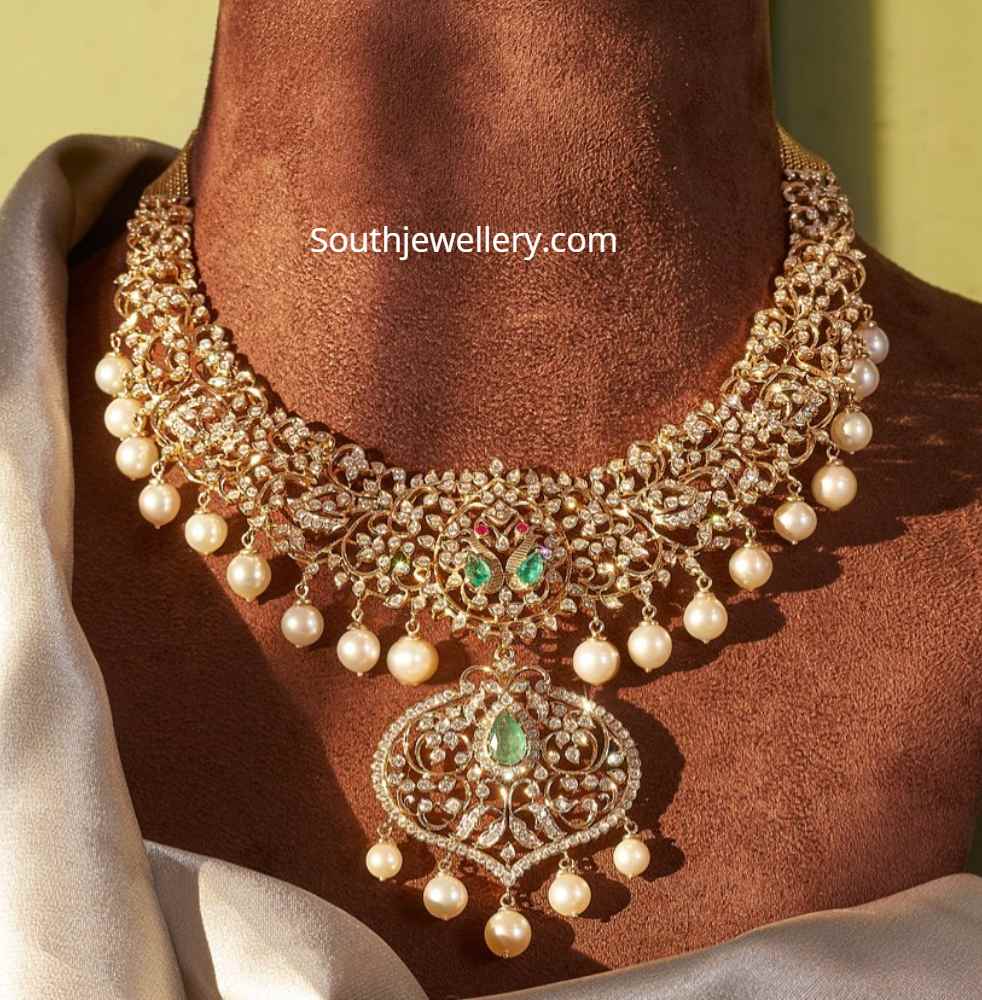Closed setting diamond necklace - Indian Jewellery Designs