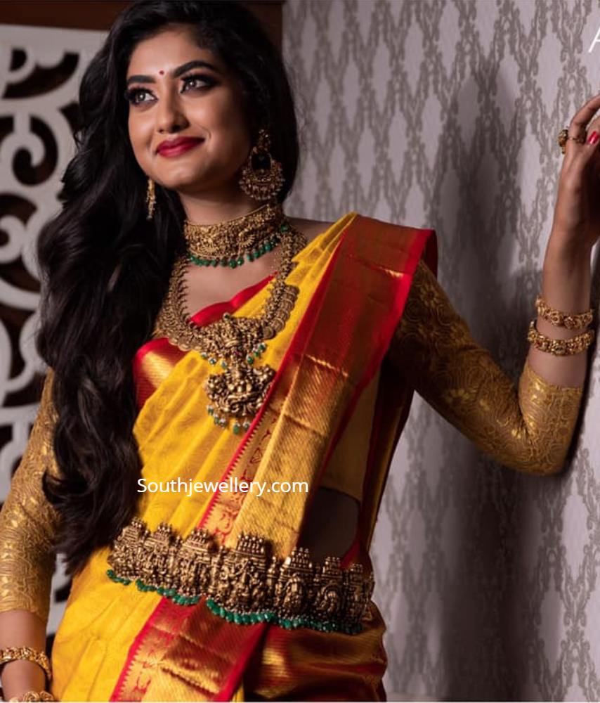 Antique gold bridal temple jewellery set - Indian Jewellery Designs