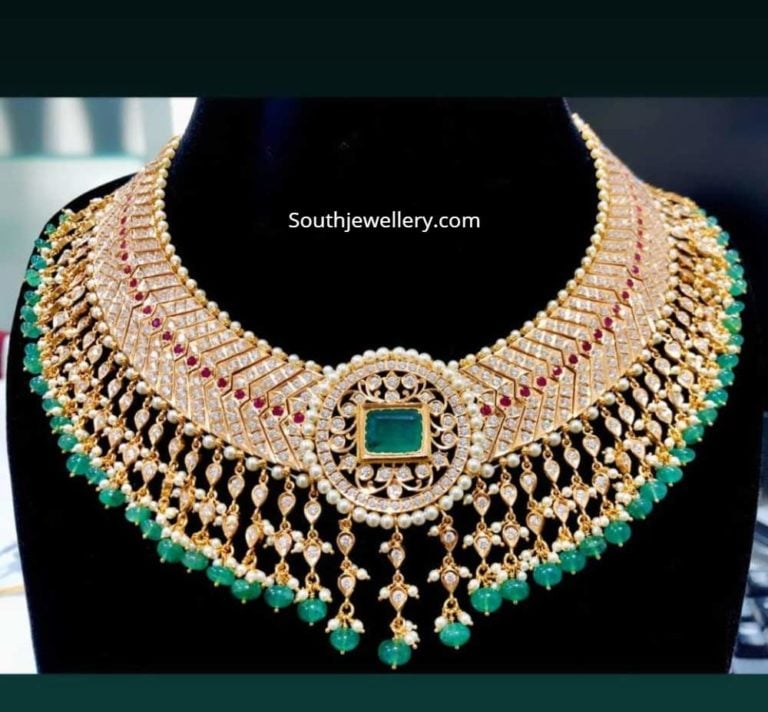 Closed setting diamond necklace - Indian Jewellery Designs