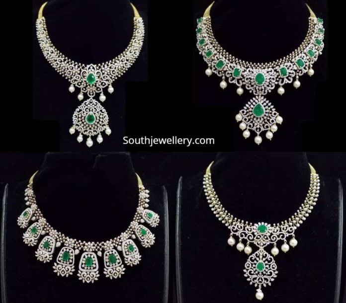 Diamond emerald necklace designs - Indian Jewellery Designs